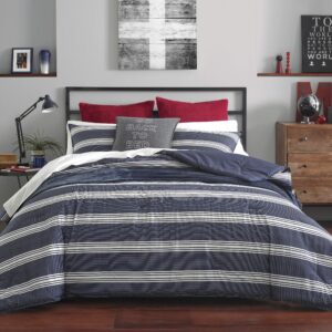 Nautica - King Duvet Cover Set, Cotton Reversible Bedding with Matching Shams, Stylish Home Decor (Craver Navy, King)