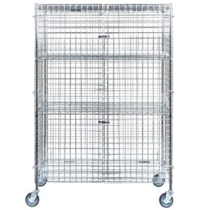 tabletop king nsf mobile chrome wire security cage kit - 24" x 48" x 69"