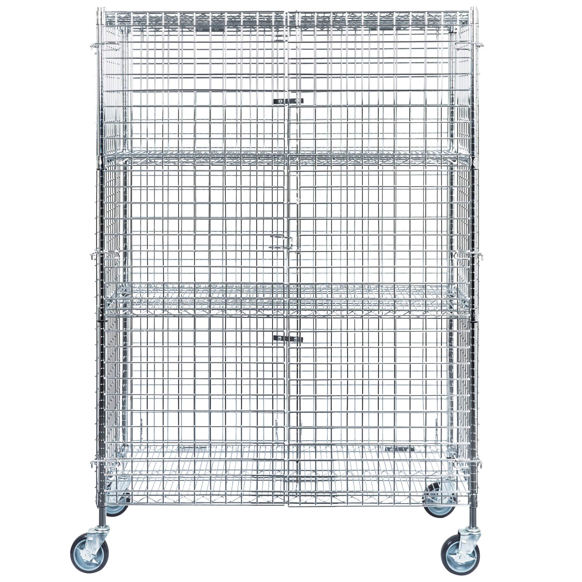 TableTop King NSF Mobile Chrome Wire Security Cage Kit - 24" x 48" x 69"