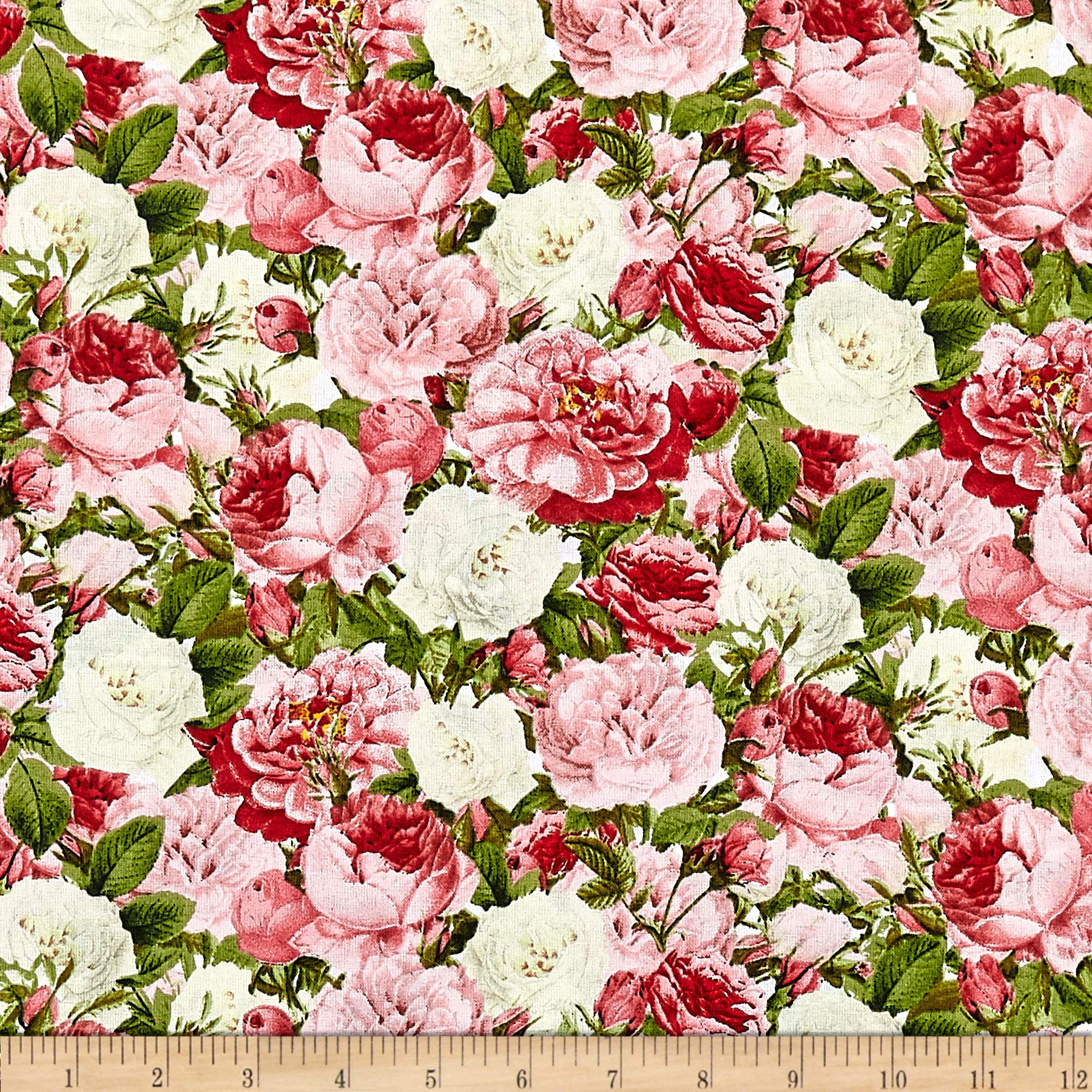 David Textiles Vintage Rose Bouquet Multi Fabric Fabric by the Yard