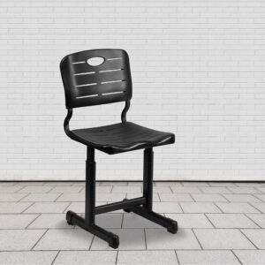 emma + oliver adjustable height black student chair with black pedestal frame