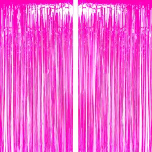 juicy moom hot pink tinsel foil fringe curtain bachelorette wedding bridal shower photo backdrops party decor baby shower girls first birthday photo booth props backdrops decorations