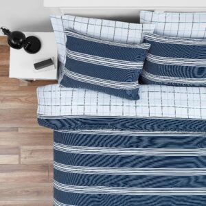 Nautica - King Duvet Cover Set, Cotton Reversible Bedding with Matching Shams, Stylish Home Decor (Craver Navy, King)