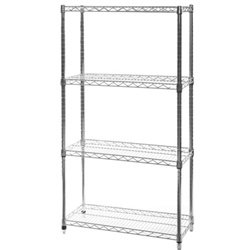 shelving inc. 14" d x 42" w x 54" h chrome wire shelving with 4 tier shelves, weight capacity 800lbs per shelf