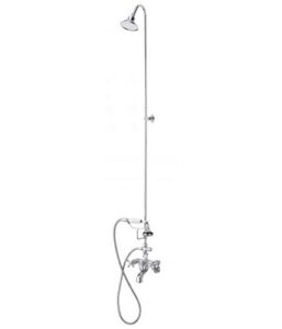 cheviot 5100 series tub filler with hand shower and overhead shower - lever handles | brass | chrome | lever handle