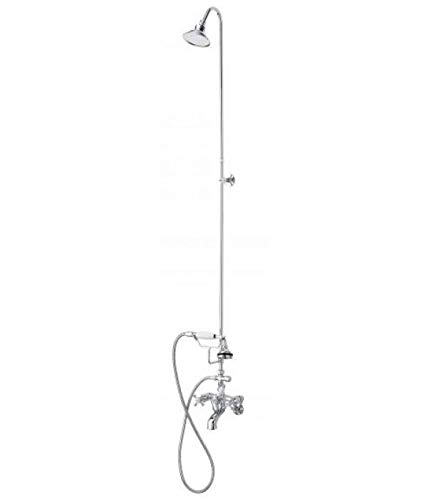 Cheviot 5100 Series Tub Filler with Hand Shower and Overhead Shower - Lever Handles | Brass | Chrome | Lever Handle