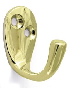 alno single robe hook, unlacquered brass