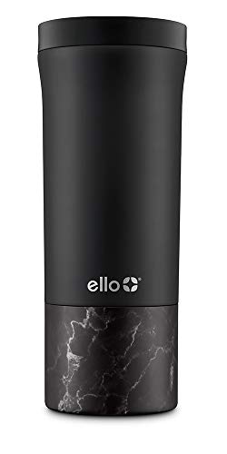 Ello Miri 16oz Vacuum Insulated Stainless Steel Travel Mug, Leak-Proof Slider Lid, Keeps Hot for 5 Hours, Perfect for Coffee or Tea, BPA-Free, Fits Most Cupholders, Holiday Gift, Black