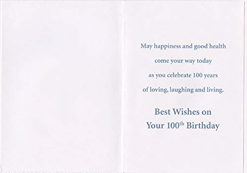 Designer Greetings Blue Leaves and Vines on White Background Age 100 / 100th Birthday Card for Him