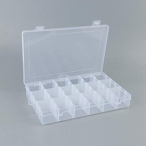 Plastic Organizer Box with Dividers | 36 Compartment Organizer | Clear Organizer Box for Bead Storage, Letter Board Letters, Fishing Tackle, Jewelry, & Screws 10.8" x 6.9" x 1.7"