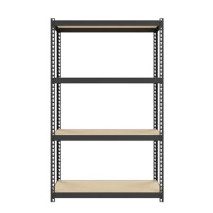 space solutions 1000 riveted steel shelving 4-shelf unit, 12d x 30w x 48h, black