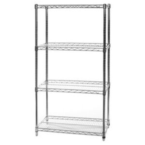 shelving inc. 18" d x 30" w x 54" h chrome wire shelving with 4 tier shelves, weight capacity 800lbs per shelf