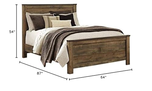 BOWERY HILL Queen Size Panel Bed with Headboard, Footboard, Platform, Wooden Slats in Wood, in Mahogany, No Box Spring Needed, Easy Assembly