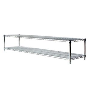 shelving inc. 18" d x 72" w chrome wire shelving with 2 tier shelves, weight capacity 800lbs per shelf