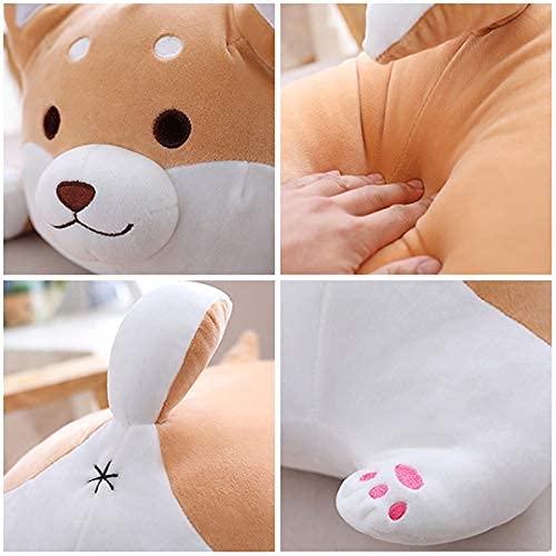 Shiba Inu Dog Plush Pillow, Soft Cute Corgi Stuffed Animals Doll Toys Gifts for Valentine, Christmas, Birthday, Bed, Sofa Chair (Brown Round Eye, 21.3in)