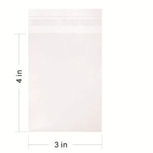 KoberrLi 3 x 4-inch Small Crystal Self Protective Bags Clear Resealable Cello Cellophane Bags for Candy Cookies Cards (100 Pack)