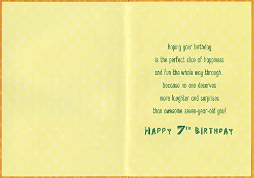 Designer Greetings Pizza Slice with Candles Age 7 / 7th Birthday Card