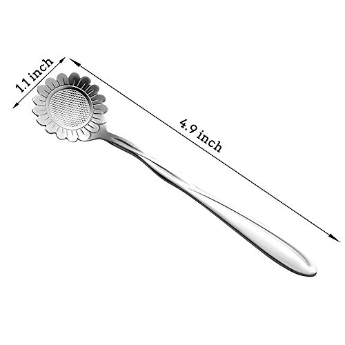 AnSaw 8 Pcs Flower Spoon Set, Stainless Steel Reusable Tea Scoops Stirring Spoon Coffee Spoon Mixing Spoon Sugar Dessert Cake Spoon Ice Cream Spoons Tableware for Tea Parties (length:4.9 inch, Silver)