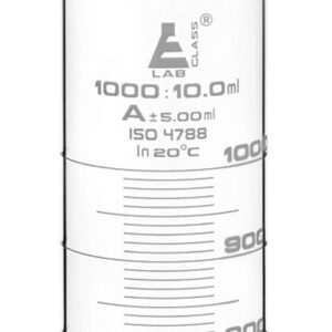 EISCO Graduated Cylinder, 1000ml - Class A Tolerance ±5.00ml - Round Base - White Graduations - Borosilicate 3.3 Glass