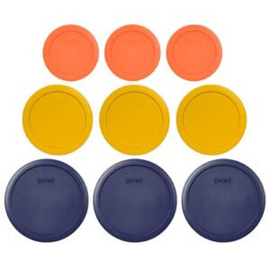 pyrex (3) 7402-pc 6/7 cup blue (3) 7201-pc 4 cup butter yellow (3) 7200-pc 2 cup orange replacement food storage lids made in the usa