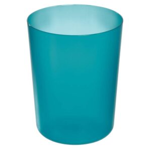 idesign finn round plastic trash, compact waste basket garbage can for bathroom, bedroom, home office, dorm, college, teal