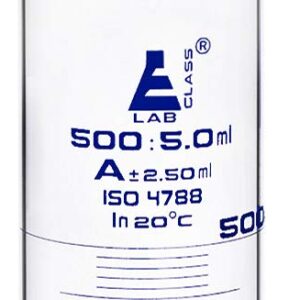 EISCO Graduated Cylinder, 500ml - Class A Tolerance ±2.50ml - Round Base - Blue Graduations - Borosilicate 3.3 Glass