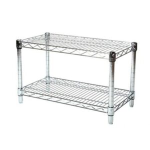 shelving inc. 14" d x 30" w chrome wire shelving with 2 tier shelves, weight capacity 800lbs per shelf