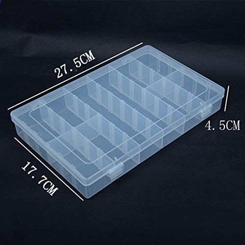 Plastic Organizer Box with Dividers | 36 Compartment Organizer | Clear Organizer Box for Bead Storage, Letter Board Letters, Fishing Tackle, Jewelry, & Screws 10.8" x 6.9" x 1.7"