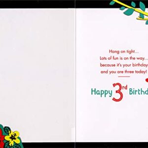 Designer Greetings Tiger, Elephant and Monkey 3D Lenticular Motion Age 3 / 3rd Birthday Card