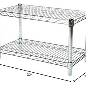 Shelving Inc. 14" d x 30" w Chrome Wire Shelving with 2 Tier Shelves, Weight Capacity 800lbs Per Shelf