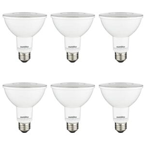 sunlite led par30 long neck recessed light bulb, 9 watt, (75w eq), 850 lm, medium e26 base, dimmable, etl listed, 35 degrees beam angle, energy star certified, 2700k soft white, 6 pack