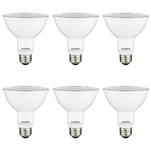 Sunlite LED PAR30 Long Neck Recessed Light Bulb, 9 Watt, (75W EQ), 850 Lm, Medium E26 Base, Dimmable, ETL Listed, 35 Degrees Beam Angle, Energy Star Certified, 2700K Soft White, 6 Pack