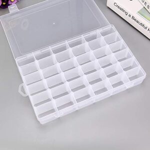 Plastic Organizer Box with Dividers | 36 Compartment Organizer | Clear Organizer Box for Bead Storage, Letter Board Letters, Fishing Tackle, Jewelry, & Screws 10.8" x 6.9" x 1.7"