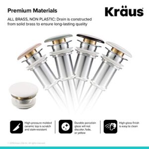 KRAUS Viva™ Round White Porcelain Ceramic Vessel Bathroom Sink with Pop-Up Drain, 16 1/2 in. D x 4 3/8 in. H, KCV-203GWH