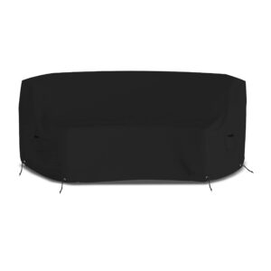 covers & all curved outdoor couch cover, 12 oz pvc polyester patio furniture cover, tear & uv proof couch cover patio with air pockets & drawstrings (90" l x 34" w x 32" h x 46" fl, black)