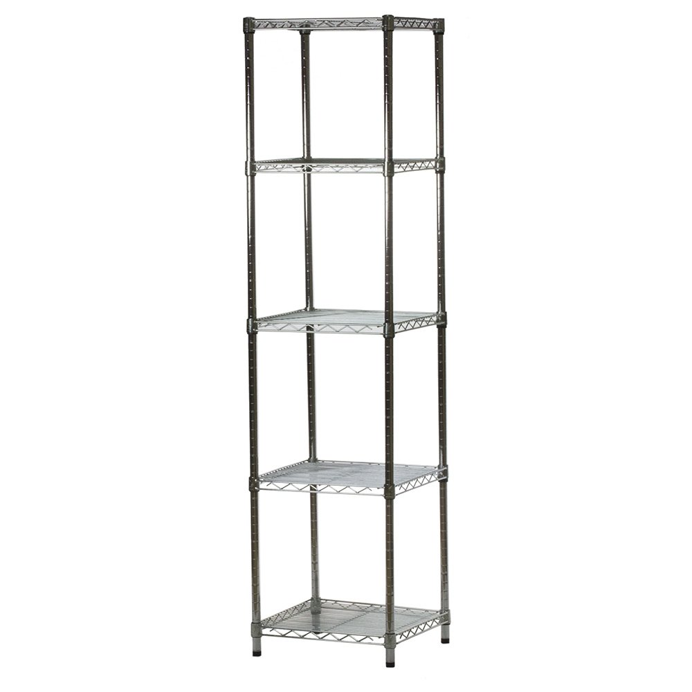 Shelving Inc. 18"d x 18" w x 84" h Chrome Wire Shelving with 5 Tier Shelves, Weight Capacity 800lbs Per Shelf