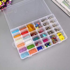 Plastic Organizer Box with Dividers | 36 Compartment Organizer | Clear Organizer Box for Bead Storage, Letter Board Letters, Fishing Tackle, Jewelry, & Screws 10.8" x 6.9" x 1.7"