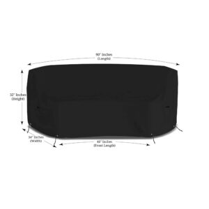 Covers & All Curved Outdoor Couch Cover, 12 Oz PVC Polyester Patio Furniture Cover, Tear & UV Proof Couch Cover Patio with Air Pockets & Drawstrings (90" L x 34" W x 32" H x 46" FL, Black)