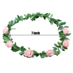 AmFor 22 Pcs Multicolor Rose Flower Wreath Crown Headband Garland Headpiece for Music Festival Celebration Beach Wedding Party