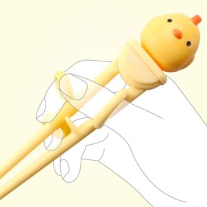 Wakaka Chicken Shape Chopsticks, Easy to Use Training Chopsticks for Children and Adults, Made With Non-Toxic Dishwasher-safe Reusable Chopstick Set (Yellow)