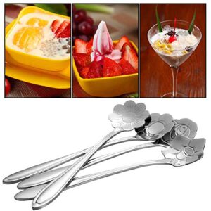 AnSaw 8 Pcs Flower Spoon Set, Stainless Steel Reusable Tea Scoops Stirring Spoon Coffee Spoon Mixing Spoon Sugar Dessert Cake Spoon Ice Cream Spoons Tableware for Tea Parties (length:4.9 inch, Silver)