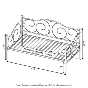 Furinno Angeland Carca Metal Daybed, Twin, White