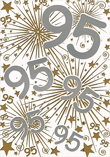 Designer Greetings 95 Repeated in Silver and Gold Foil Age 95 / 95th Birthday Card