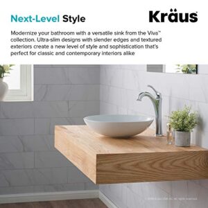 KRAUS Viva™ Round White Porcelain Ceramic Vessel Bathroom Sink with Pop-Up Drain, 16 1/2 in. D x 4 3/8 in. H, KCV-203GWH