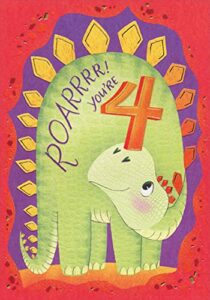 designer greetings dinosaur roar age 4 / 4th birthday card