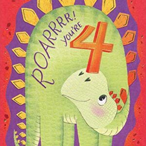 Designer Greetings Dinosaur Roar Age 4 / 4th Birthday Card