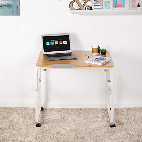 VIVO Height and Length Adjustable Mobile Desk for Kids and Adults, Tilting Table Top, Rolling Interactive Ergonomic Workstation on Wheels, DESK-V202A