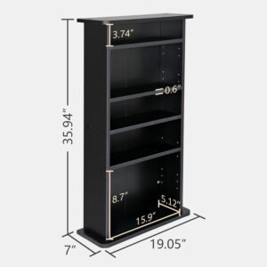 ZENY Multimedia Storage Cabinet DVD Rack Book Shelf Organizer Stand Audio Media Tower, 36" X 19" X 7" Black