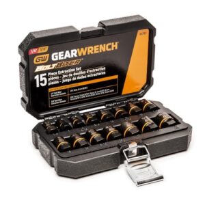 gearwrench 15 pc. 1/4" & 3/8" drive bolt biter™ impact extraction socket set - 84783