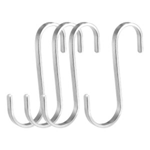 uxcell stainless steel s hooks 3.15" flat s shaped hook hangers for kitchen bathroom bedroom storage room office outdoor multiple uses 4pcs